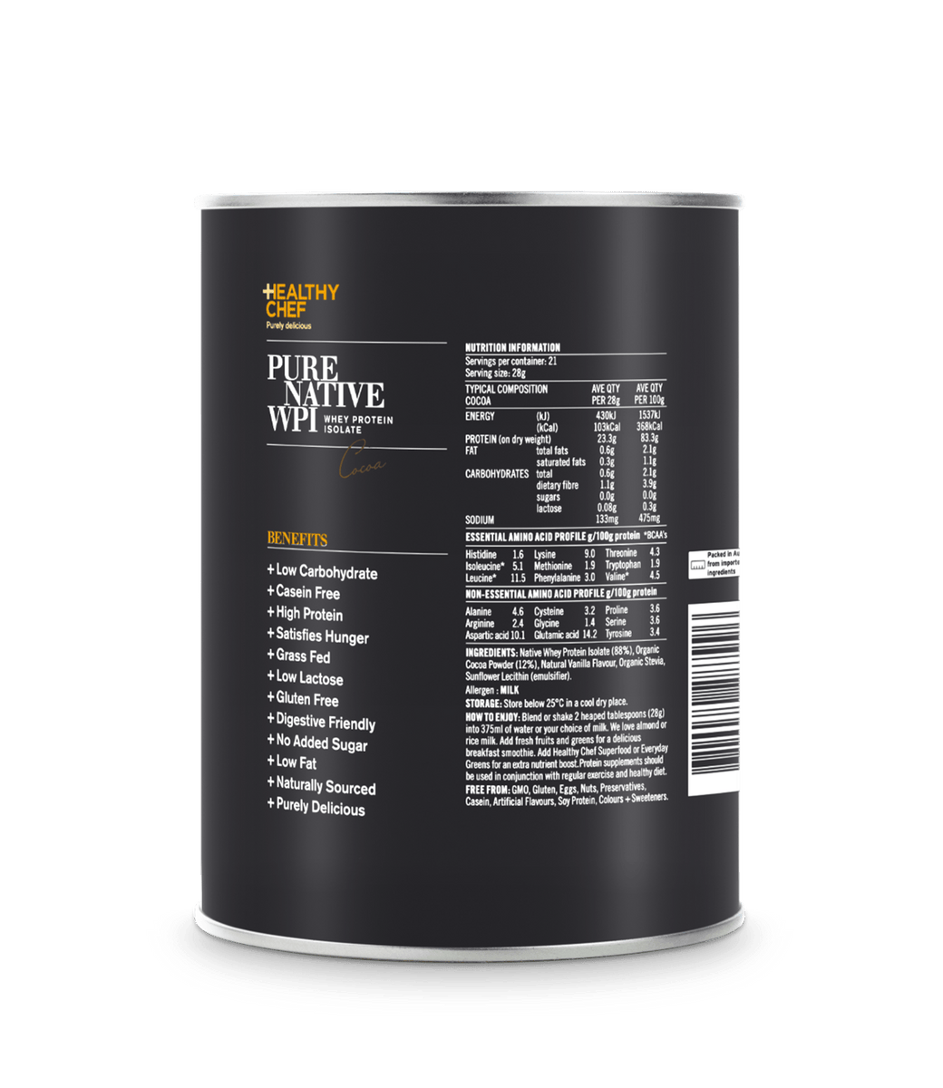 The Healthy Chef Pure Native Whey Protein Isolate | Cocoa