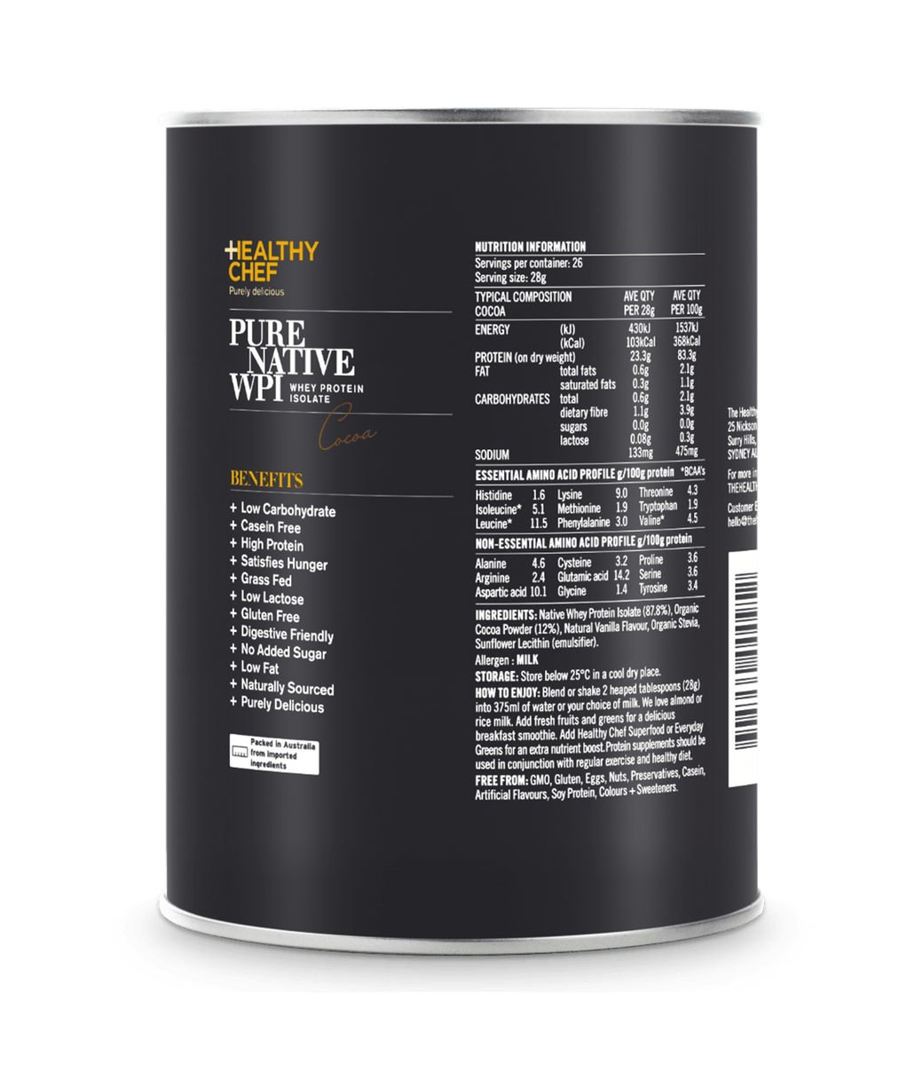 The Healthy Chef Pure Native Whey Protein Isolate | Cocoa